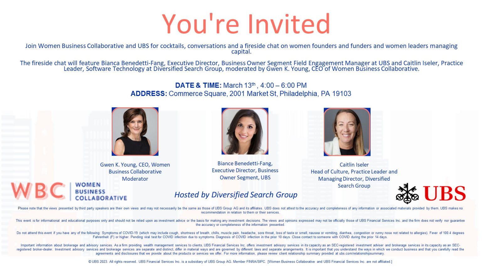 WBC/UBS Cocktails and Conversations - Women Business Collaborative
